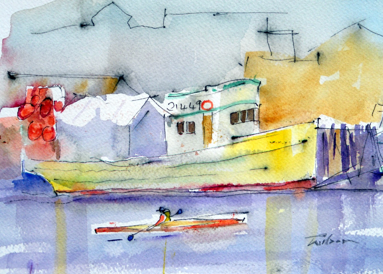 Artist Ron Wilson - Canada: "Vessel 21449" w/c 6x8