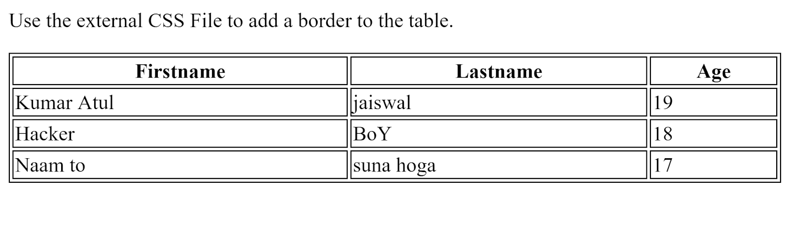 HTML Table with Inline Internal & External | Hacking Truth.in