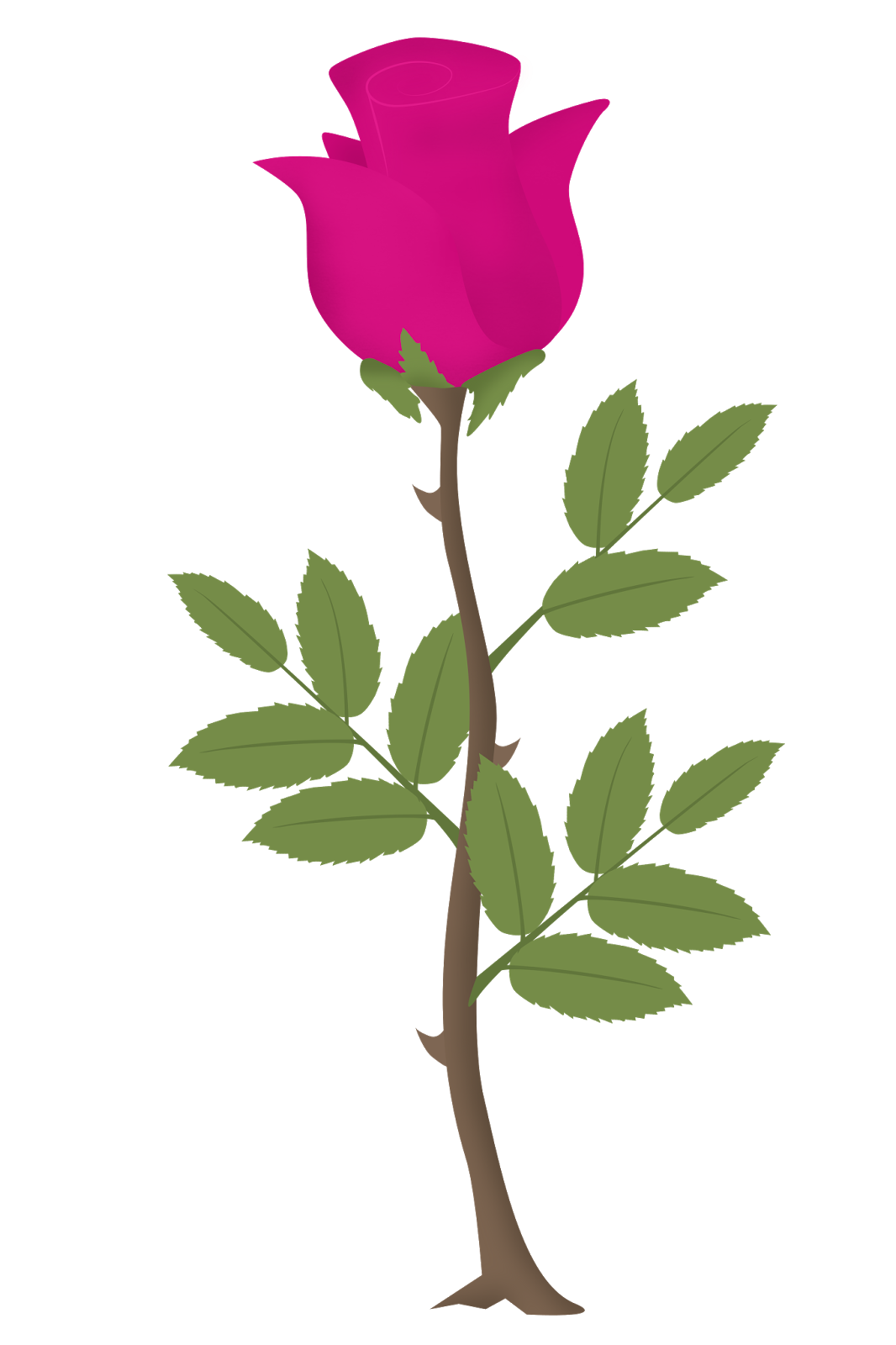 KRIKART Imágenes libres de derecho de autor: Rosa fiusha con tallo