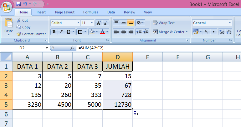 Cara Menggunakan Rumus Excel Sum