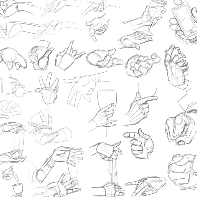 Learning drawing principles: hands