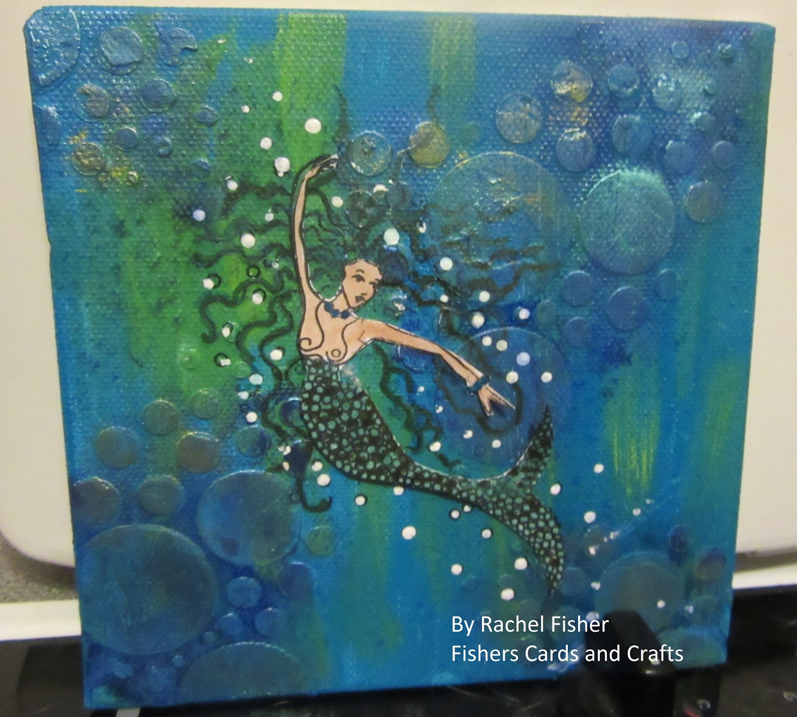 Fisher's Cards and Crafts: mini mermaid canvas