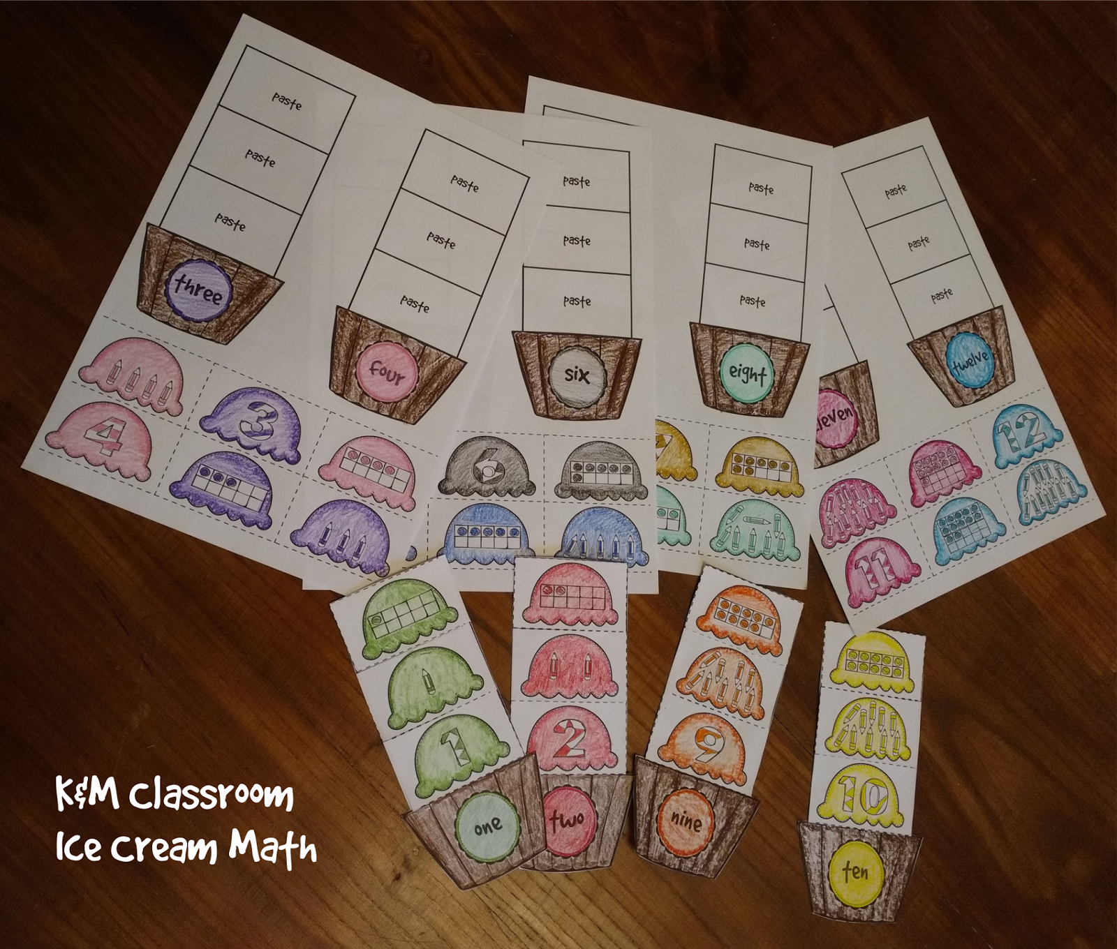 KM Classroom: Ice Cream Math Cut and Paste Activity
