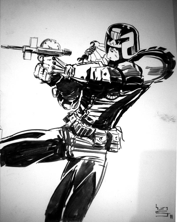 k: Judge Dredd sketch from Bristol Con, think that's the milked lot