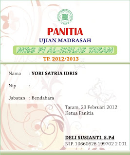 Contoh Kokarde Panitia dan Pengawas Ujian