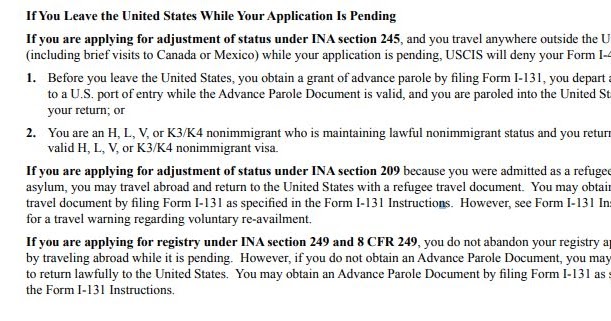 ASYLEES TRAVELLING WITH A PENDING ADJUSTMENT OF STATUS APPLICATION ...
