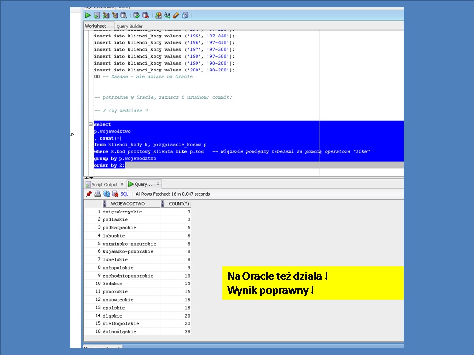 SQL dla zielonych i żółtych: Jak na podstawie kodów pocztowych ...