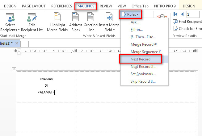 Cara Praktis Memasukkan Nama dan ALamat pada Label Undangan di MS Word ...