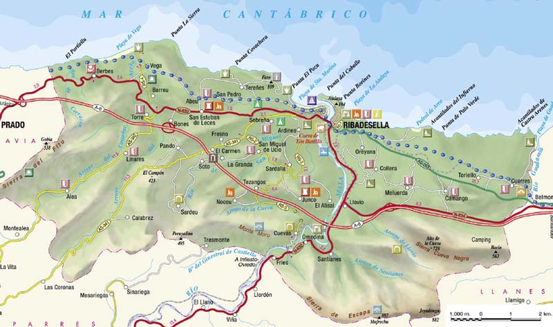 Mapa de Asturias Región