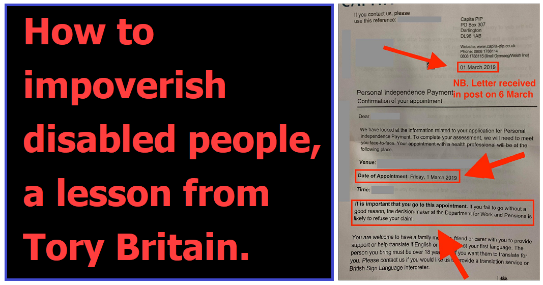 How to impoverish disabled people, a lesson from Tory Britain.