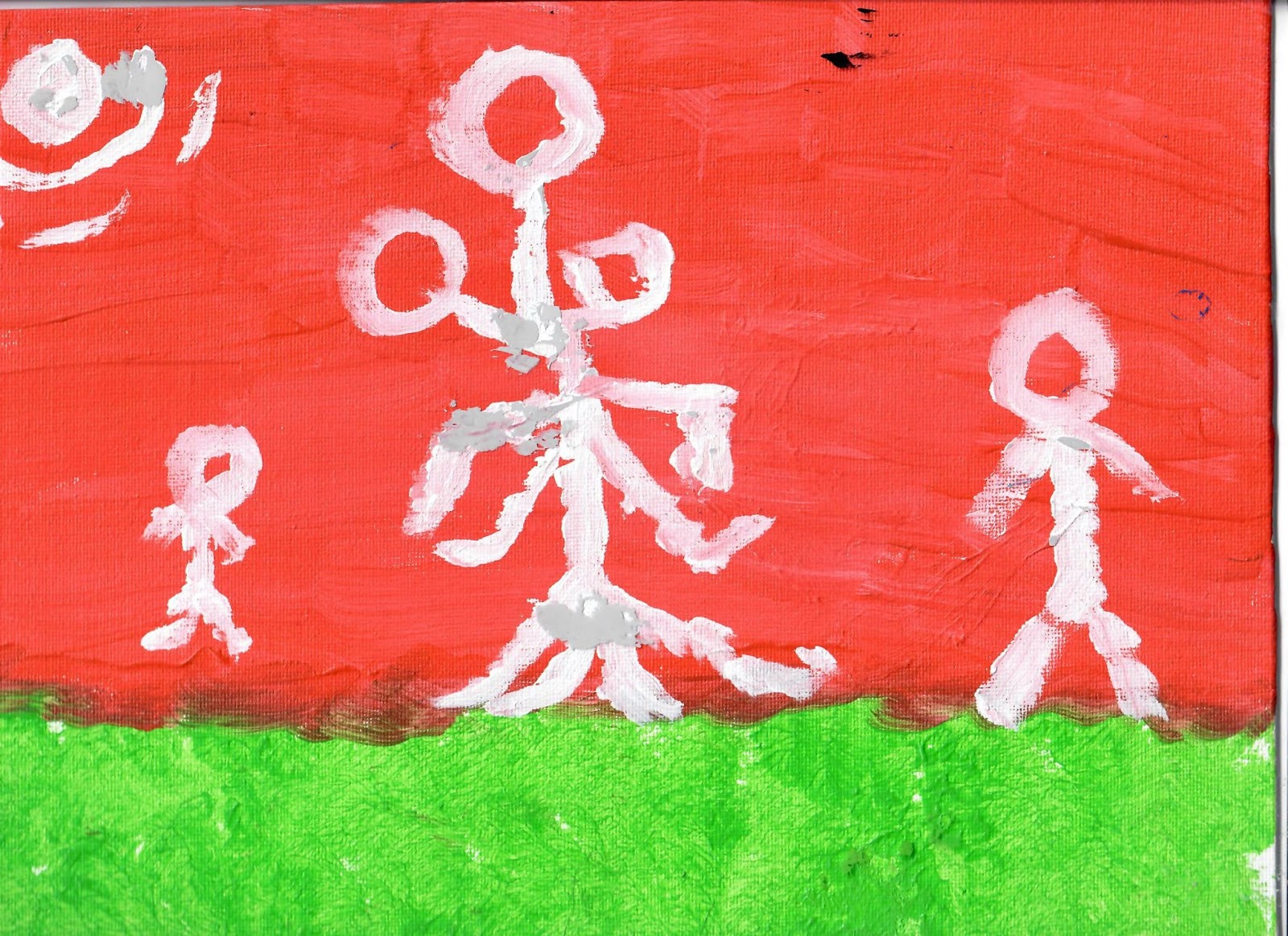 David's art: Multi limbed & headed stick figure