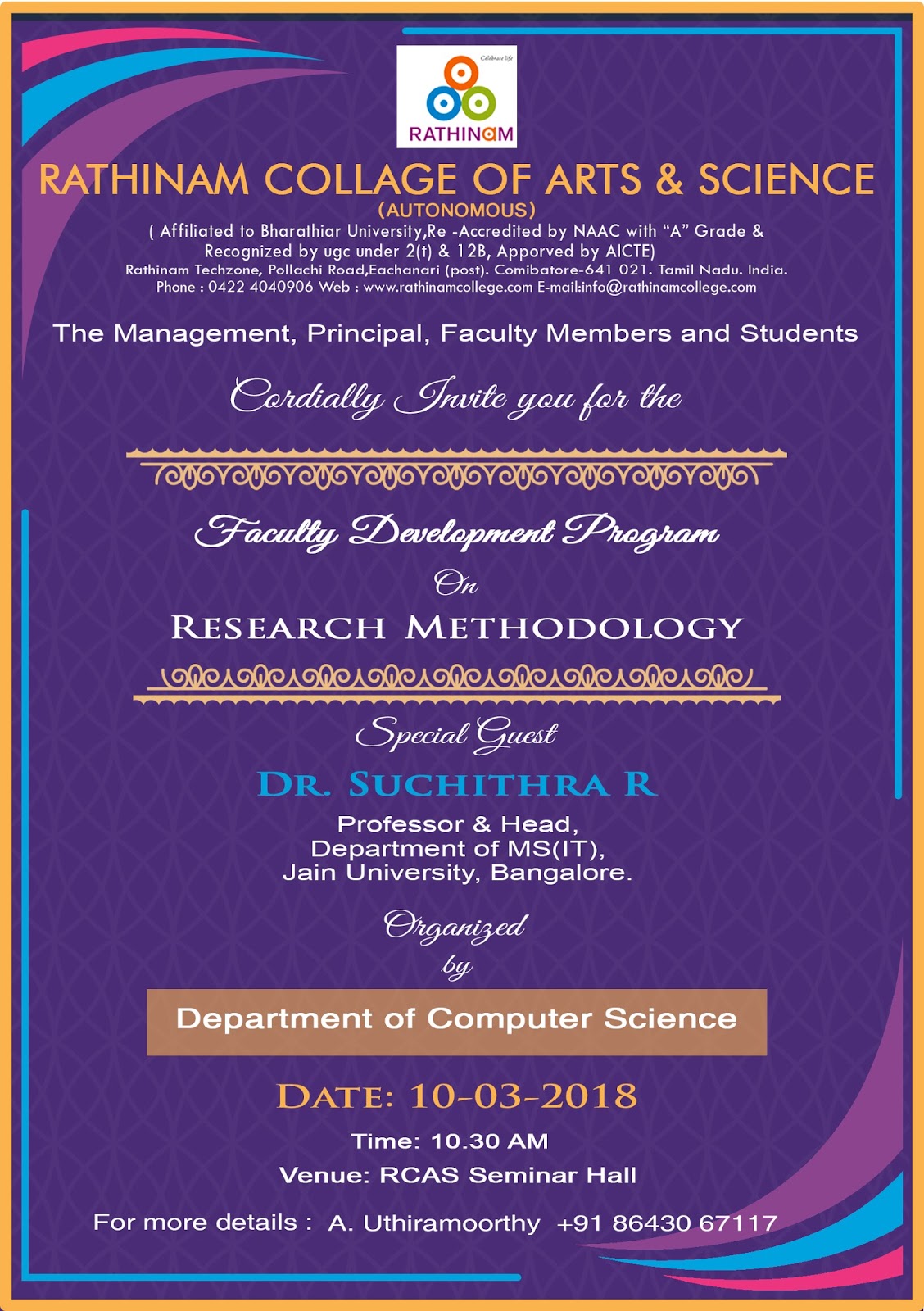 Faculty Development Program on Research Methodology - 10th March 2018 ...