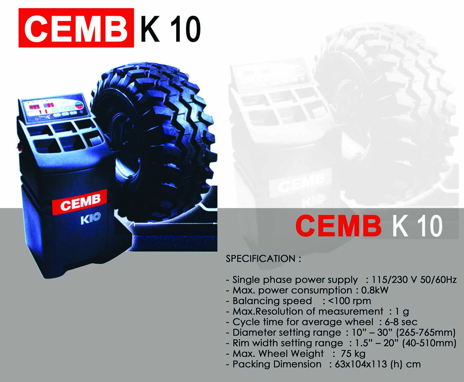 MENJUAL ALAT ALAT BENGKEL: Balancing Cemb Italy K 10 untuk ban besar