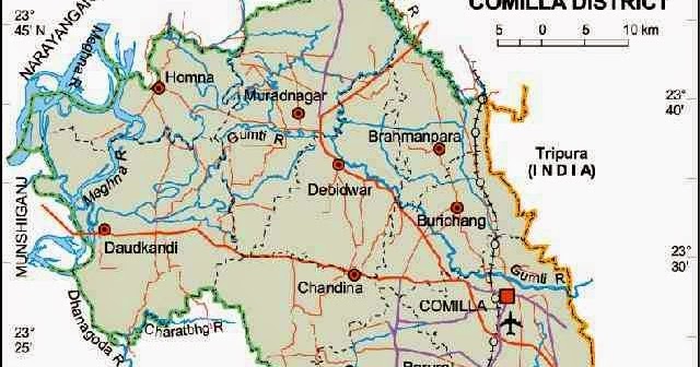 Comilla Zila Map, Chittagong Division, Bangladesh