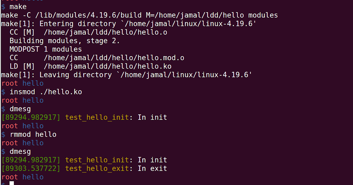 Hello World Linux Device Driver Program