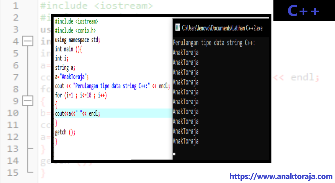 Contoh Program Perulangan For C++ Sederhana