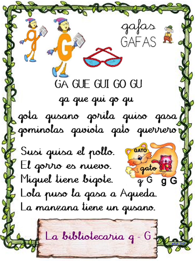 INFANTILES DE ANA V.: LA BIBLIOTECARIA G Y LOS SONIDOS GA, GO ,GU, GUE ...