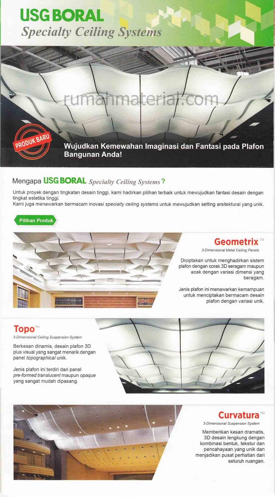 USG Boral Speciality Ceiling System - Rumah Material