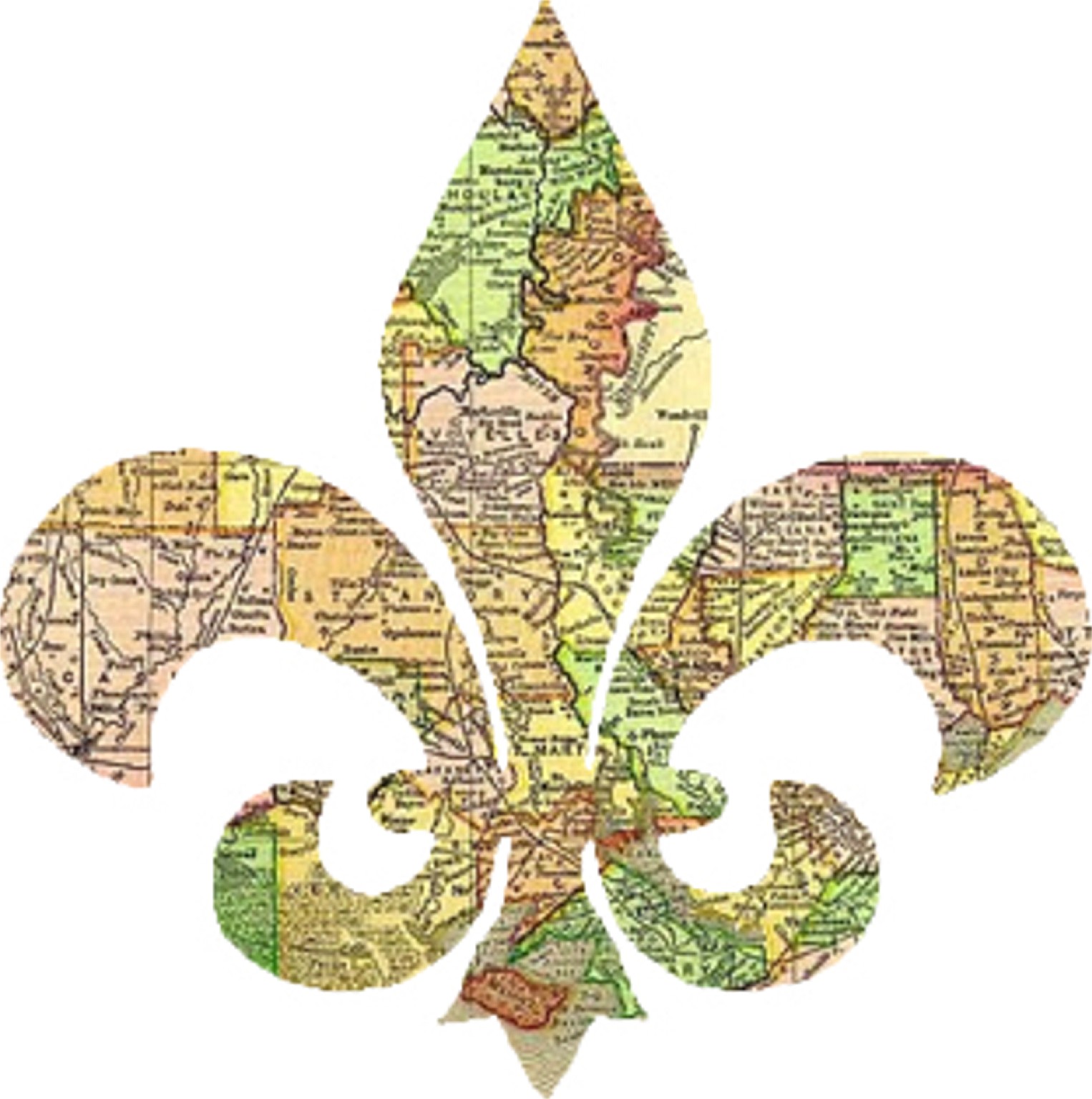 Graphics Cottage: Louisiana Fleur de Lis Map Graphic Image