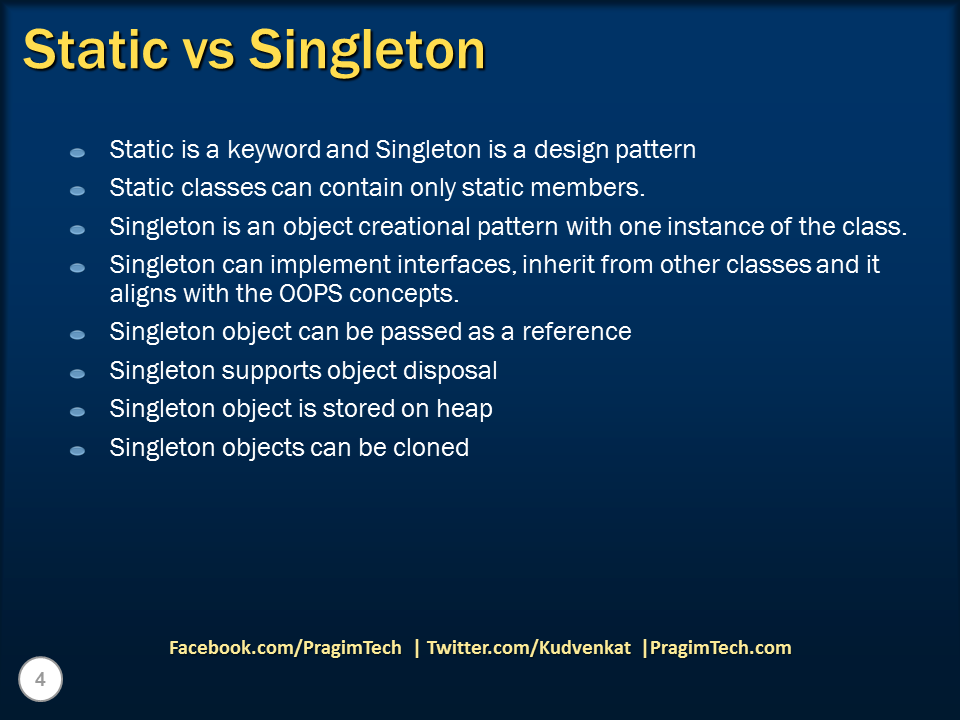 Sql Server Net And C Video Tutorial Static Class Vs Singleton