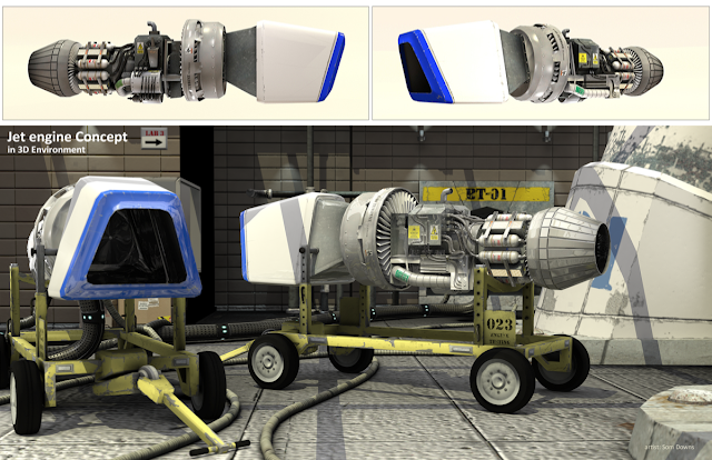 Som Downs: Jet Engine Concept 3D game Model in 3D and HDRi Environments