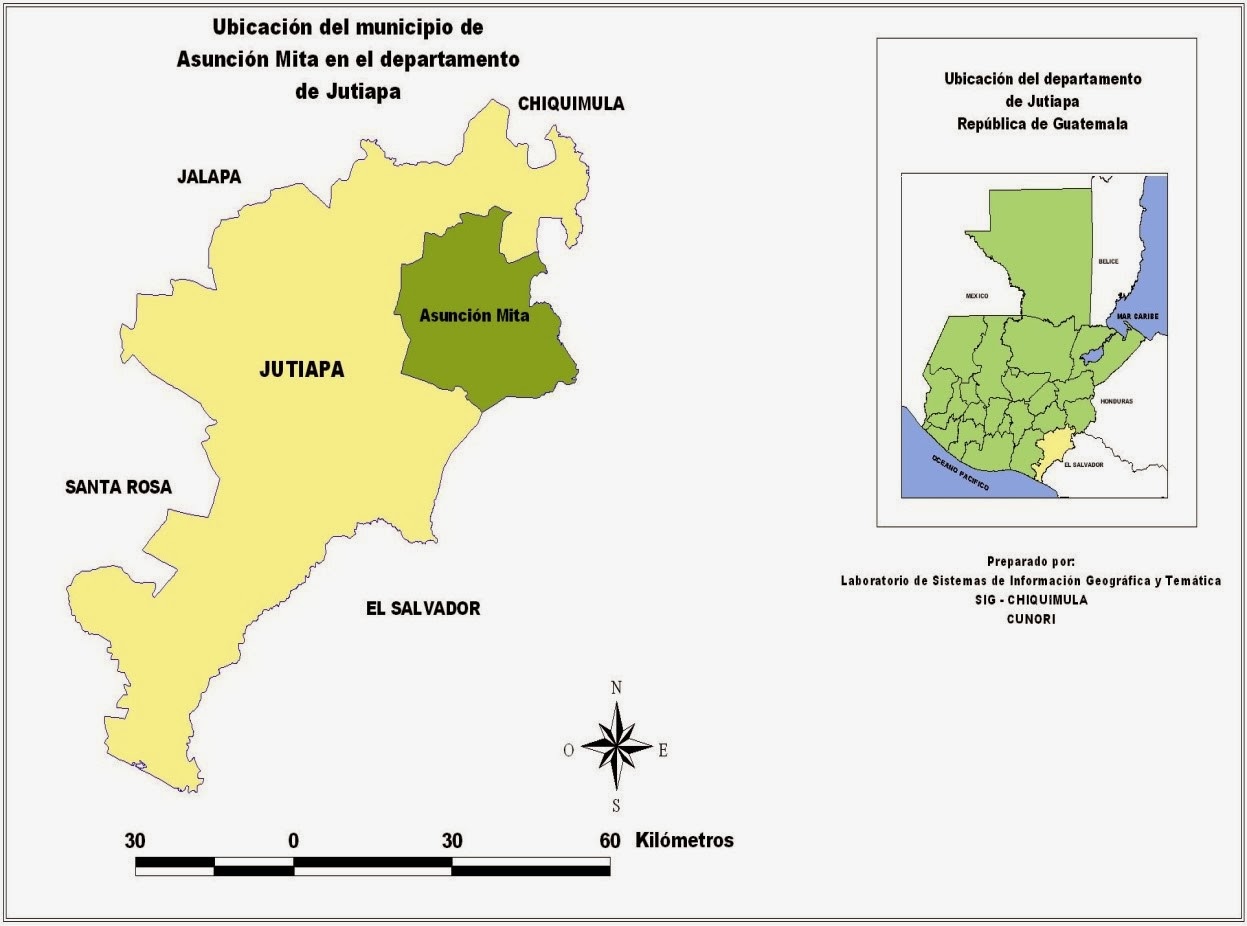 Monografia de Asunción Mita Jutiapa: LOCALIZACIÓN DEL MUNICIPIO