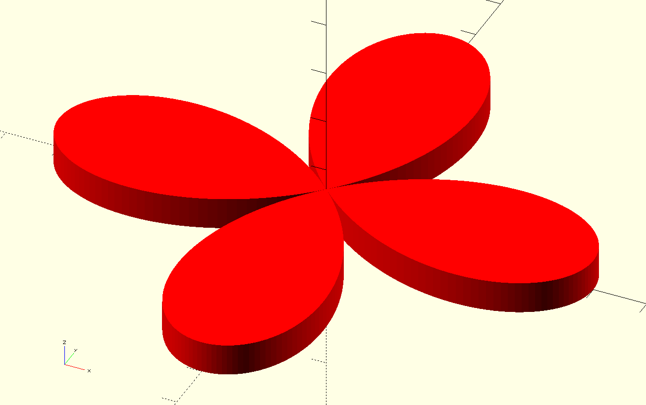 Creating a mathematical rose in OpenSCAD