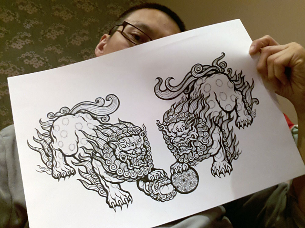 Meerkatsu Art: Chinese Lions
