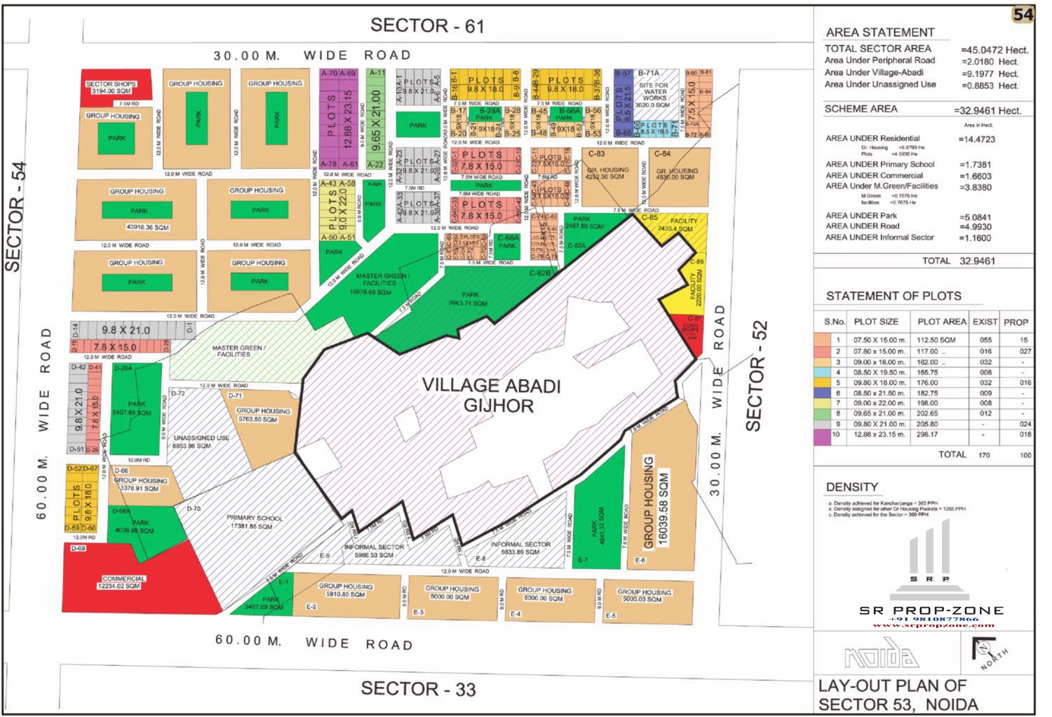 Layout Plan of Noida Sector-53 HD Map