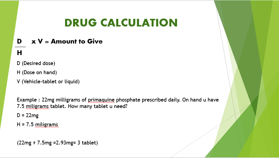 Kamus Bibik Moden: Pengiraan Ubat (Drug calculation)