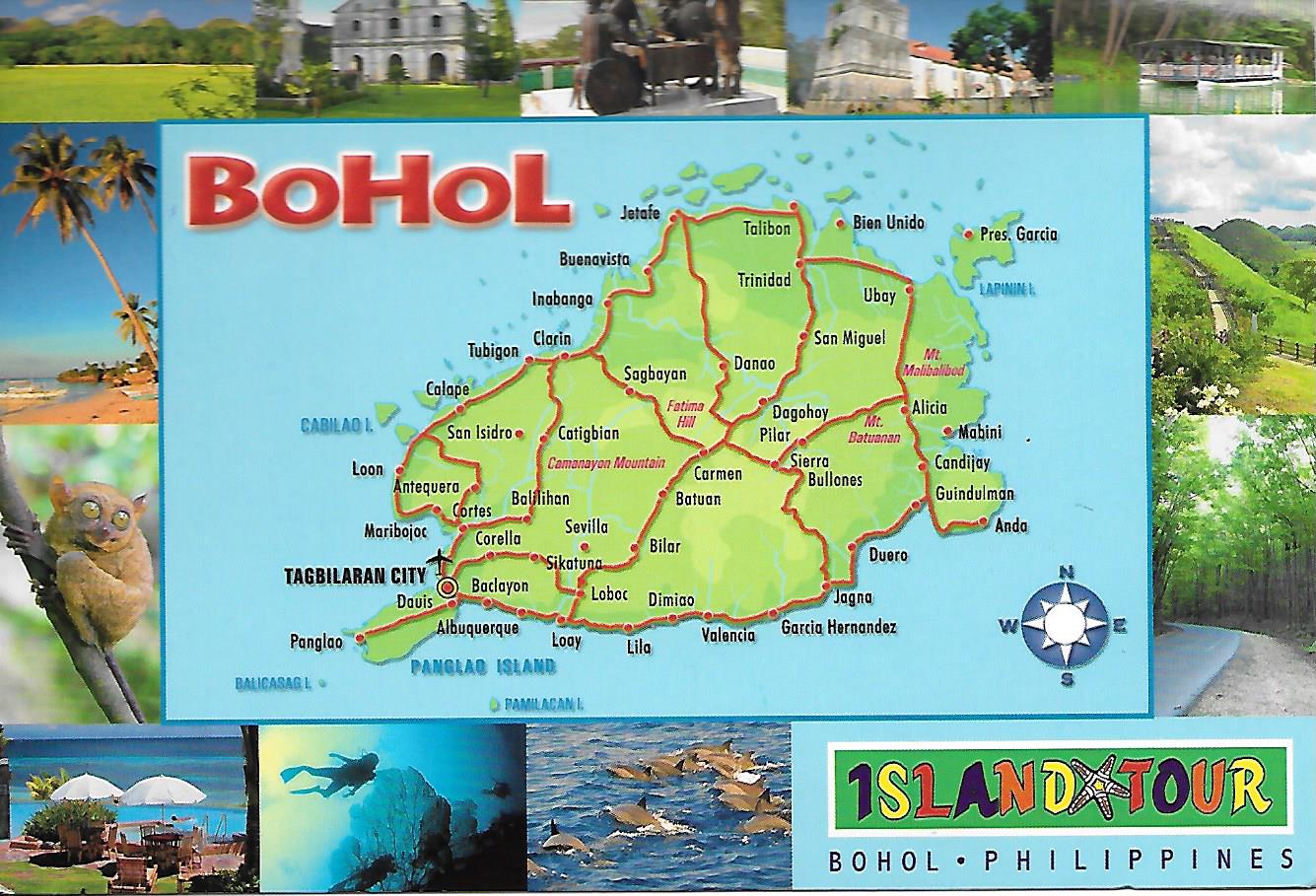 The World in Postcards - Sabine's Blog: Bohol Mapcard, Philippines