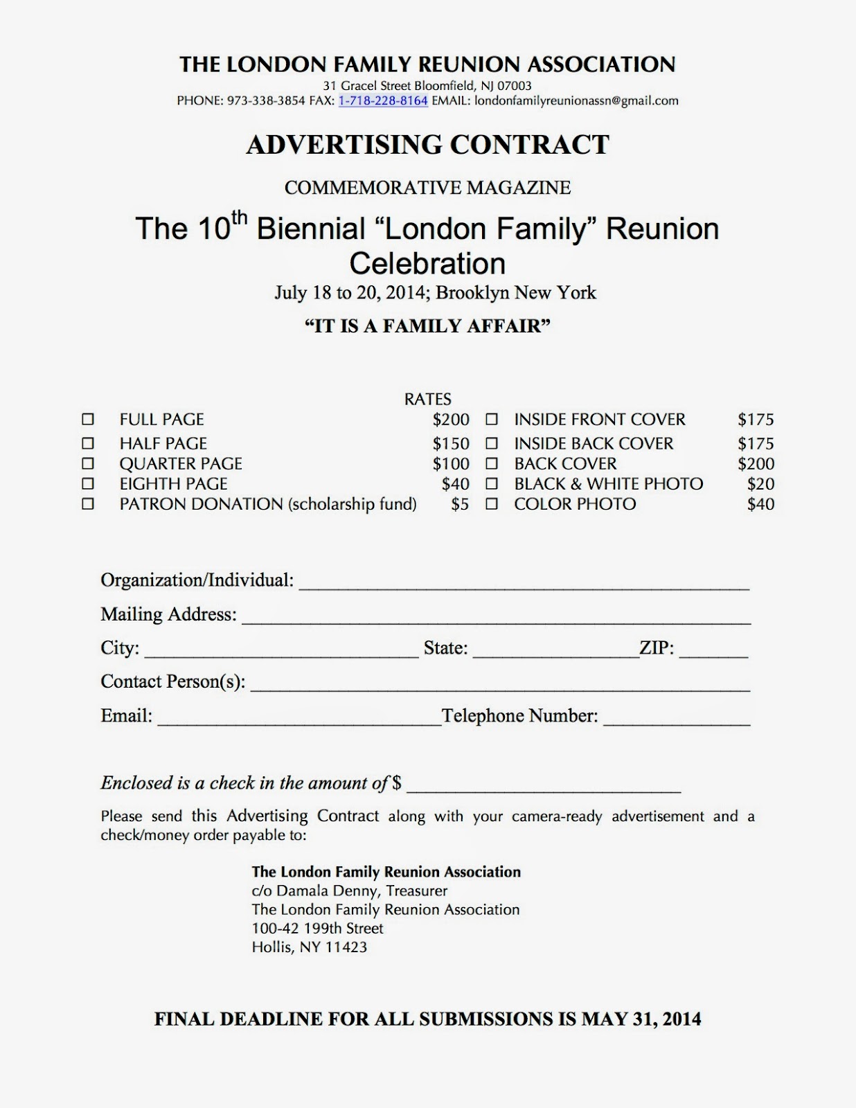 LONDON FAMILY REUNION ASSOCIATION: FAMILY REUNION UPDATED DETAILS AND ...