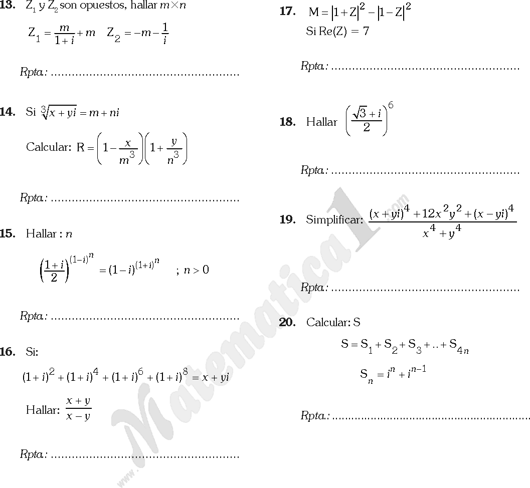 NUMEROS COMPLEJOS EJERCICIOS RESUELTOS PDF