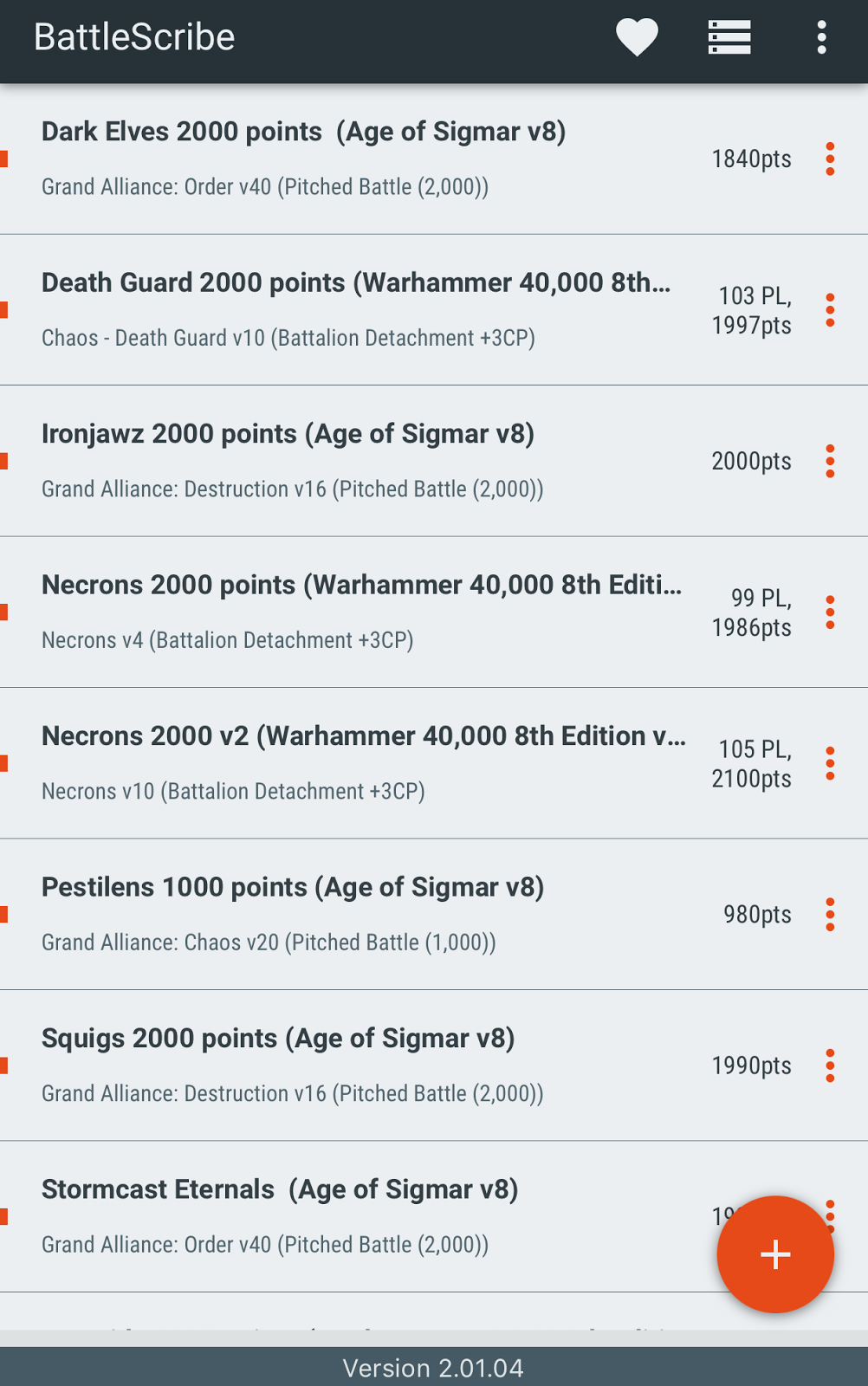 Building your army list with BattleScribe