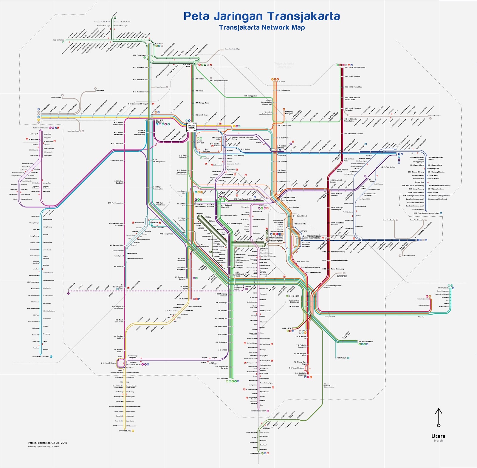 TransJakarta Busway: Peta TransJakarta Update Per 1 Juli 2016