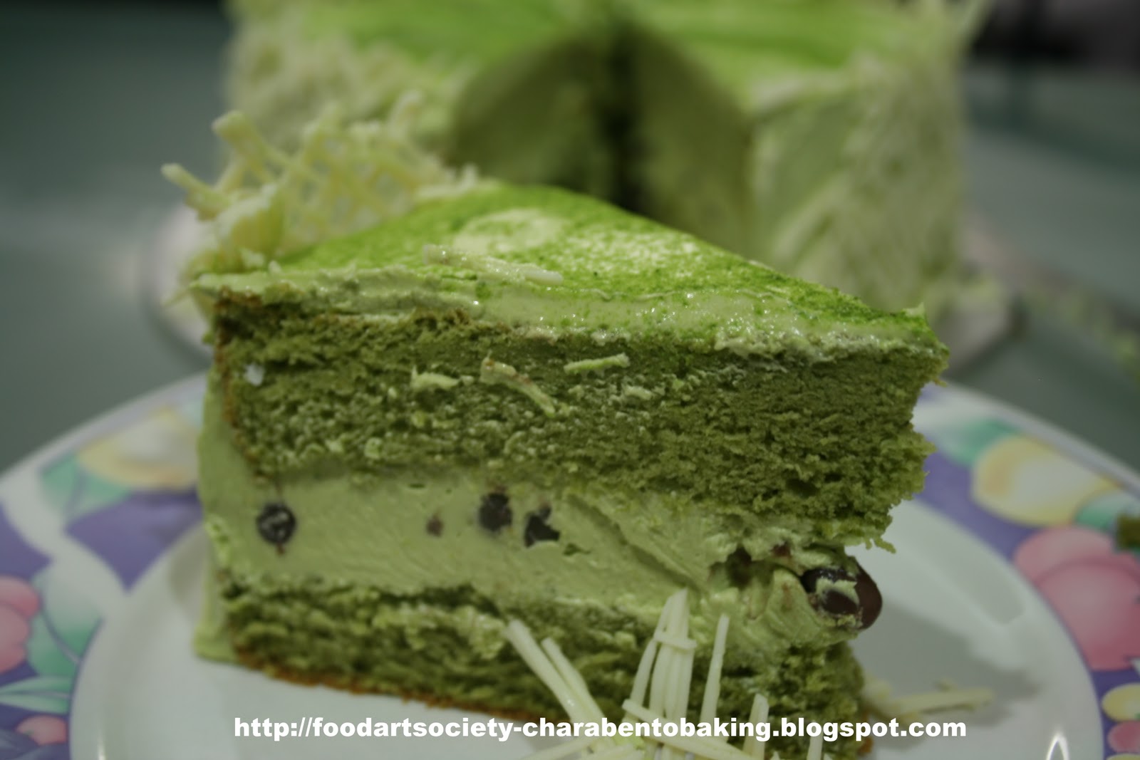 Food Art Society - Charabento & Baking: Green Tea Red Bean Cake 绿茶红豆蛋糕