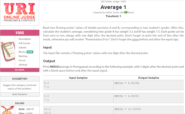 URI 1005 Average 1 Solution in C++ - Programming Life