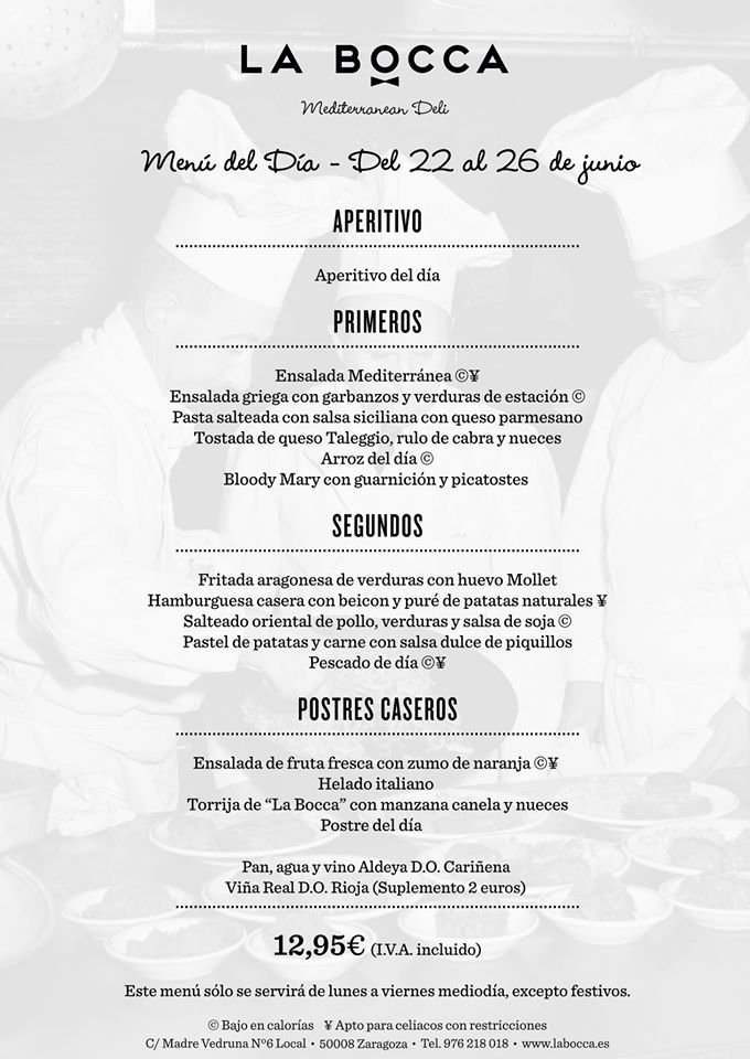 GASTRONOMÍA EN ZARAGOZA: Menú del Día en el Restaurante La Bocca