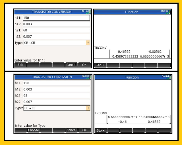 Eddie's Math and Calculator Blog: HP Prime: Two Port Network Transistor ...