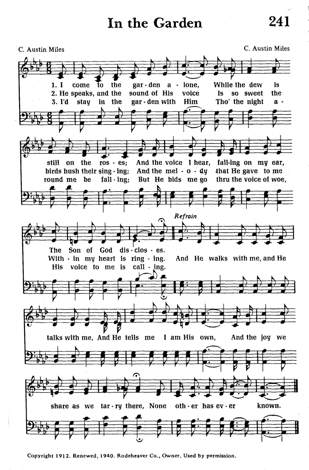 Worship Lead Sheets: In the garden C. Austin Miles