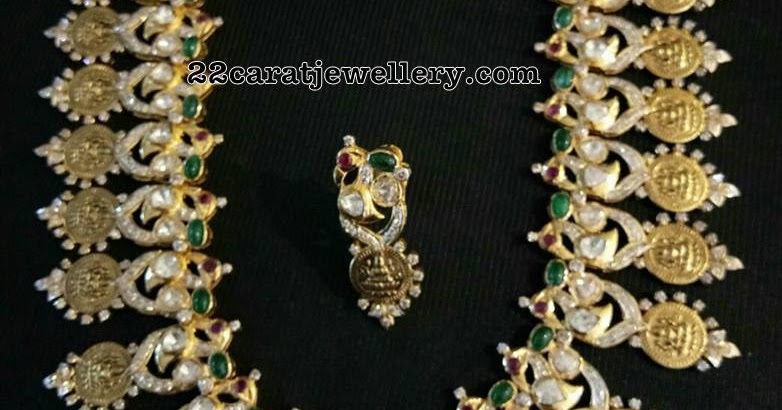 Lakshmi Engraved Diamond Set - Jewellery Designs