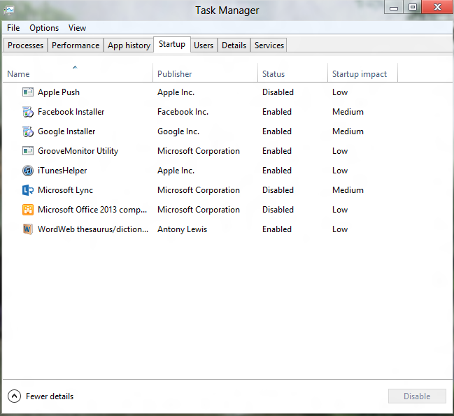 Set Startup Programs in Windows 8