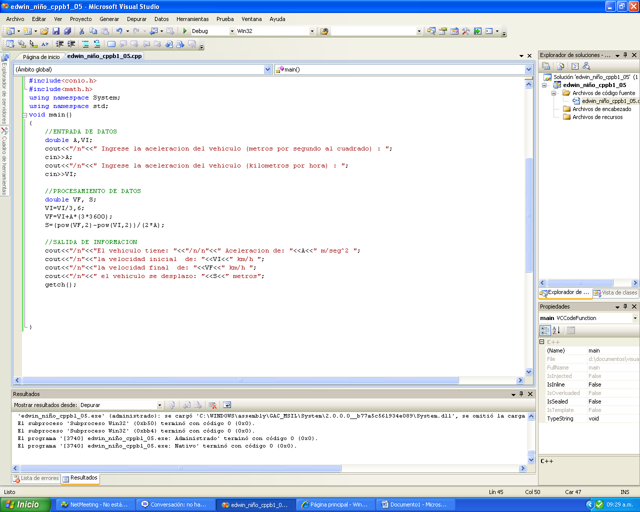 PROGRAMACION EN C Y C++: programa c++que permite encontrar la velocidad ...