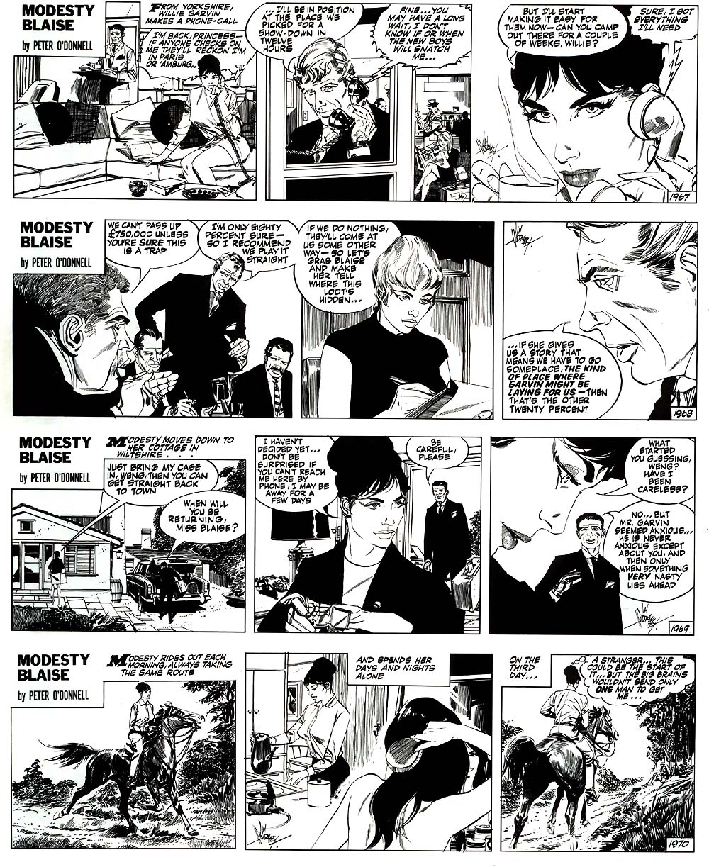 Hairy Green Eyeball 3: Complete MODESTY BLAISE comic strip sequence — "Take-Over" — 1969-70