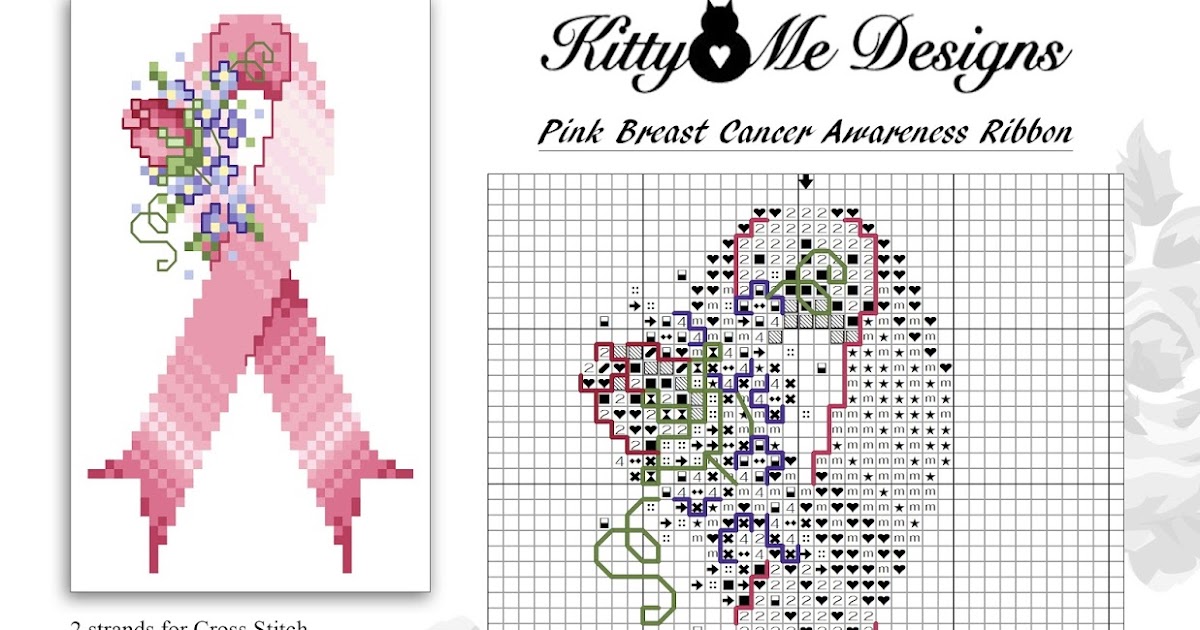 Kitty And Me Designs: Cross Stitch Breast Cancer Awareness Ribbon