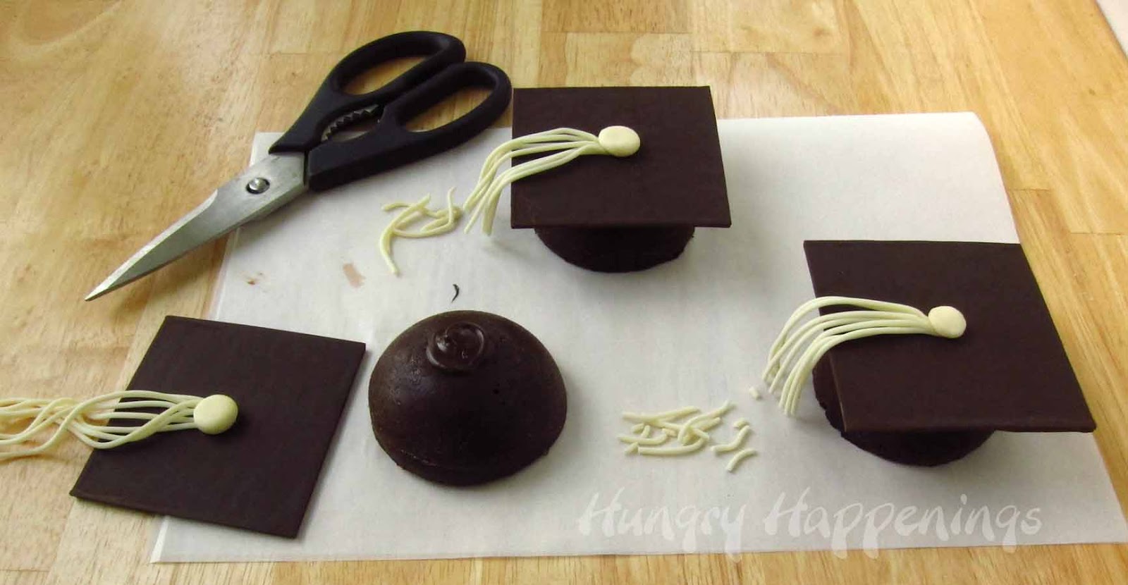 Luscious and Creamy Flourless Chocolate Cake Graduation Caps