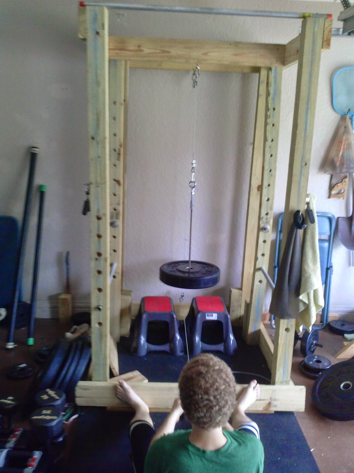 Homemade Wooden Power Rack/Power Cage : Cable Row Addition