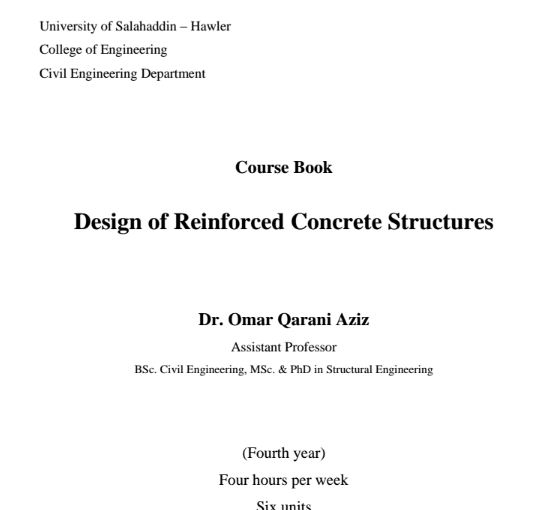 Course Book - Design of Reinforced Concrete Structures - Civil ...