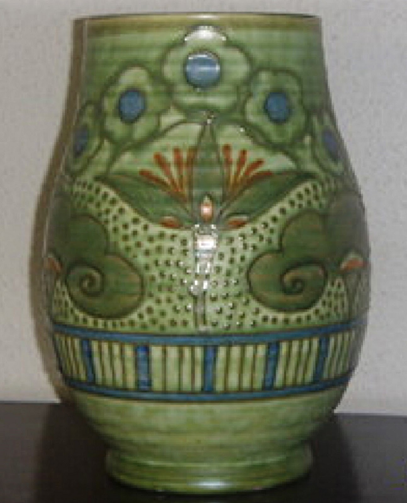 Crown Ducal & Charlotte Rhead Pottery: 5049 - Florian (green & blue)