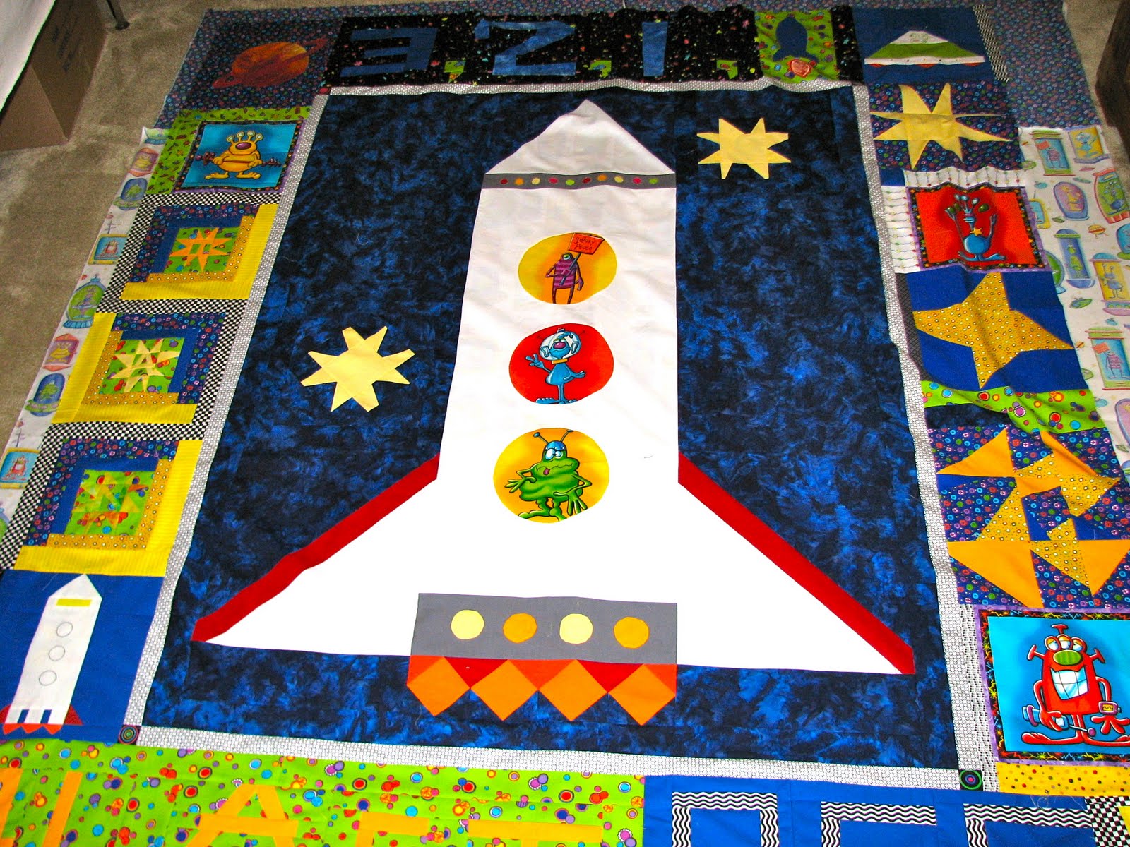 The Crafty Quilter's Closet: Alien quilt top has landed